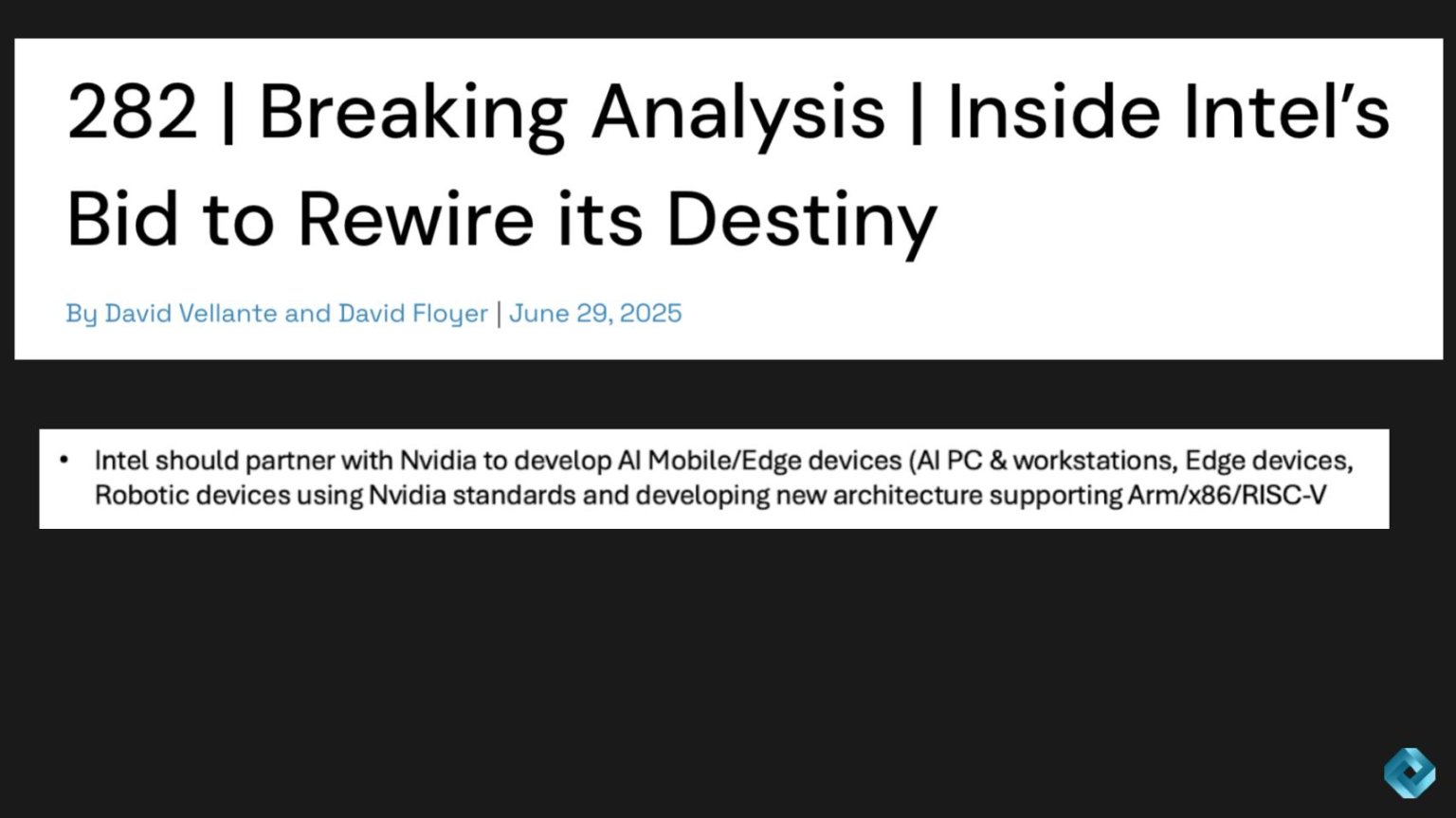 292 | Breaking Analysis | Intel - NVIDIA: The Baton Passes to the CUDA ...