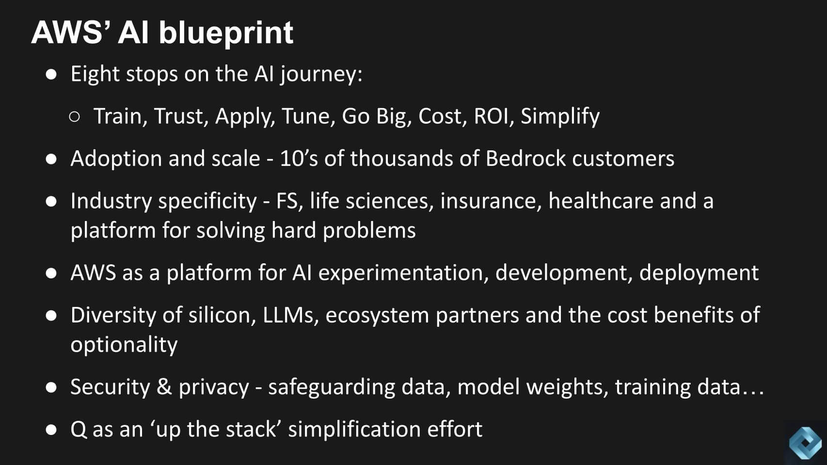 AWS’ AI blueprint emphasizes optionality, trust and scalable industry ...